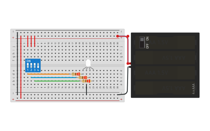 Circuit design Sistema RGB básico - Tinkercad