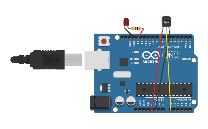 Circuit Design Sensor Temperatura Tinkercad