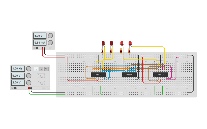 Circuit Design 4 Bit Synchronous Counter Circuit Tinkercad