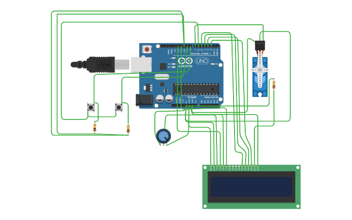 Circuit design Automatic car parking lot - Tinkercad