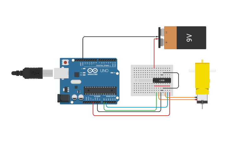 Circuit design Control motor - Tinkercad
