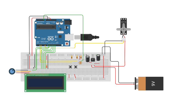 Circuit Design Servo Motor I Lcd Tinkercad