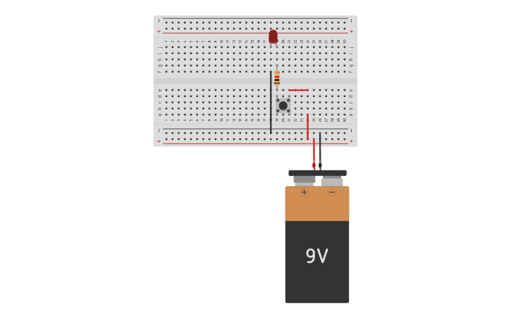 Circuit design Simple LED Switch - Tinkercad