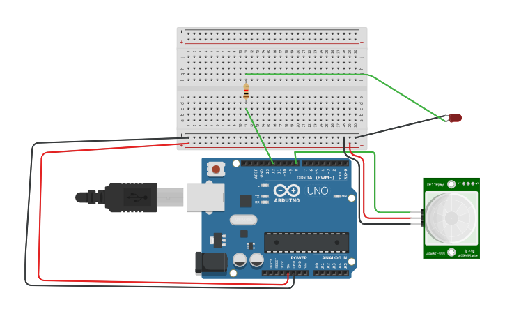 Circuit design Motion activated light sensor - Tinkercad