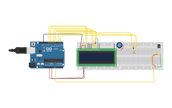 Circuit design Celada sensore di temperatura | Tinkercad