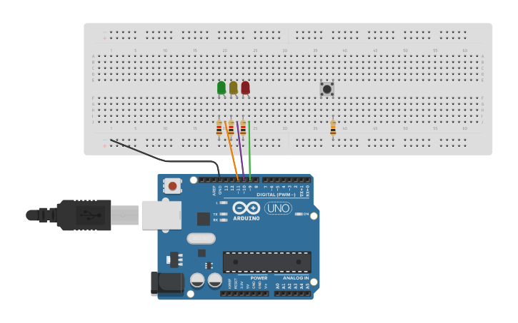 Circuit design Multi-Fade LEDs - Tinkercad