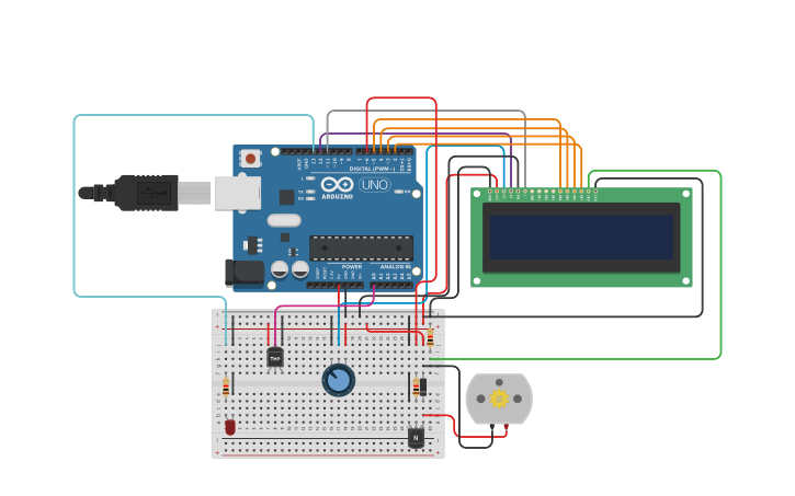 Circuit design ROOM TEMPERATURE CONTROLLER | Tinkercad