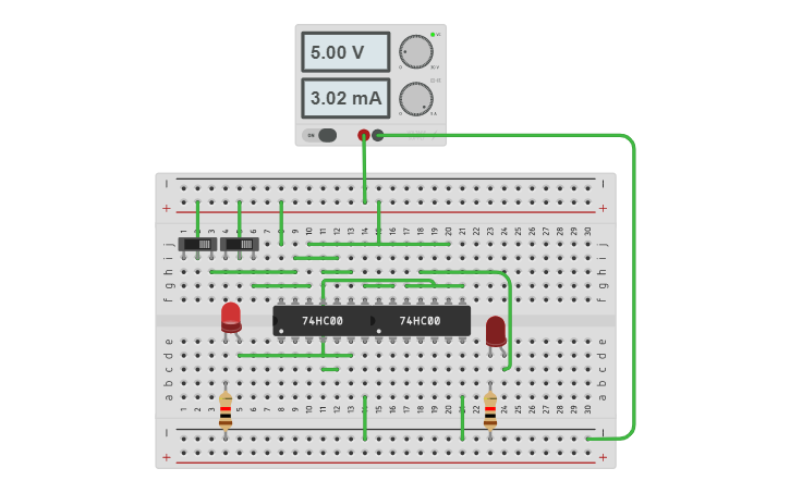 Circuit design half adder-using nand gates | Tinkercad