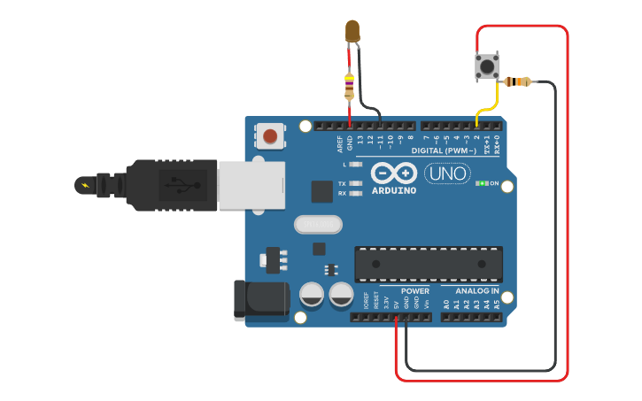 Circuit design push button - Tinkercad