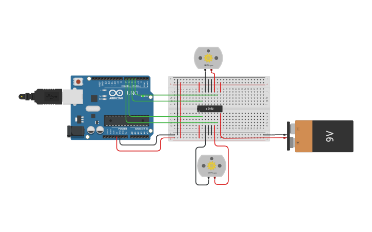 Circuit design L293D - Tinkercad