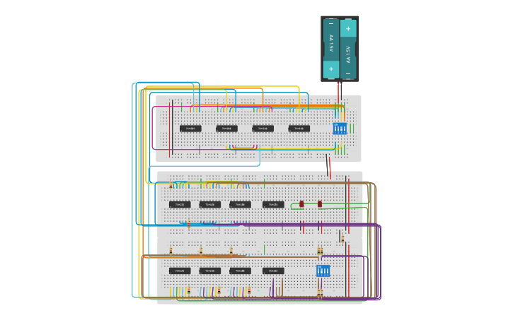 Circuit design 2 bit ALU - Tinkercad
