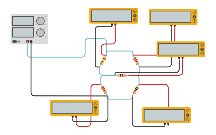 Circuit design Wheatstone - Tinkercad