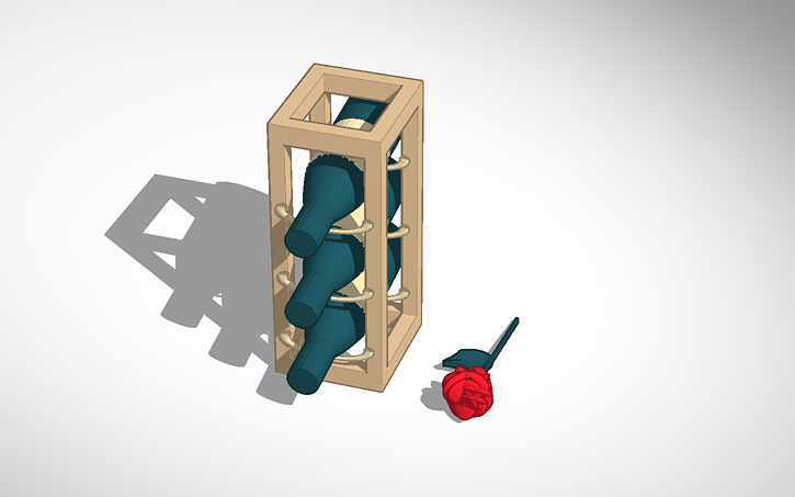 3D design Wood and Rope Wine Rack - Tinkercad