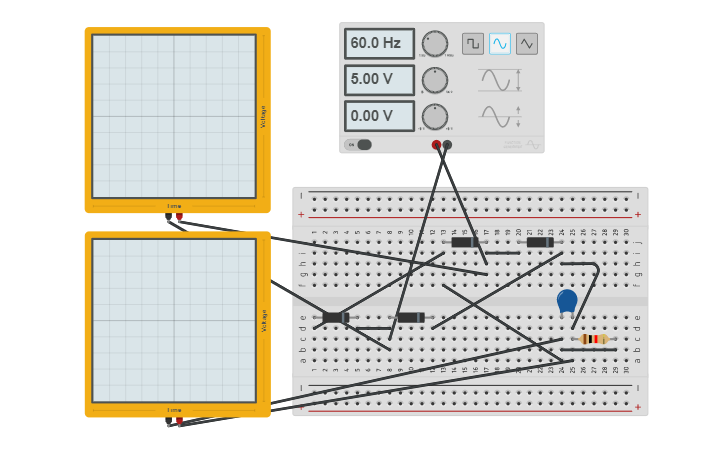 Circuit design pract. osciloscopio | Tinkercad