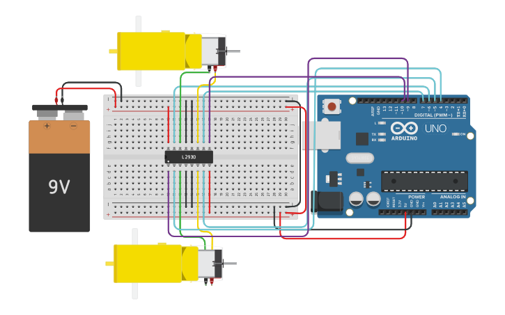Circuit design differential drive motor - Tinkercad