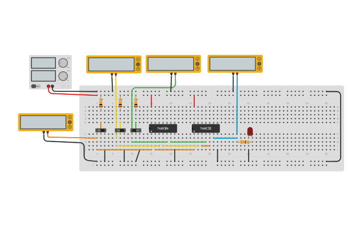 Circuit design Ejercicio 3: Expresion simplificada - Tinkercad