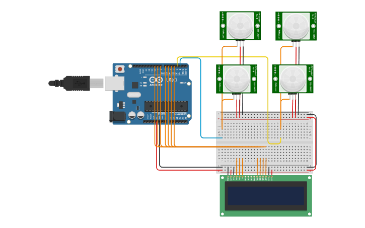 Circuit design Visitor counter - Tinkercad