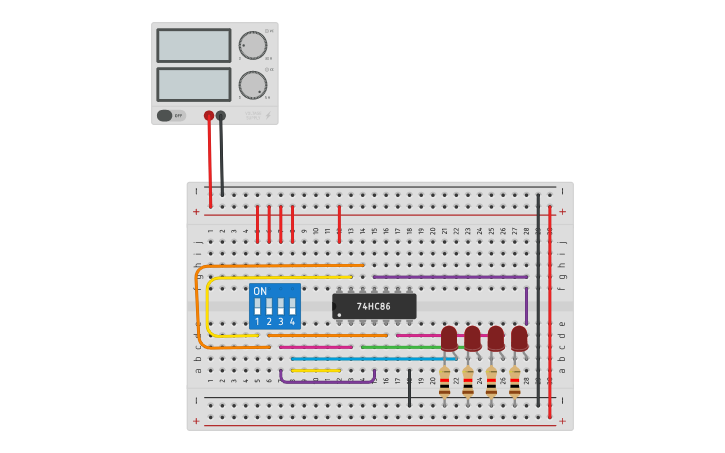 Circuit Design 4 Bit Binary To Gray Code Converter Tinkercad