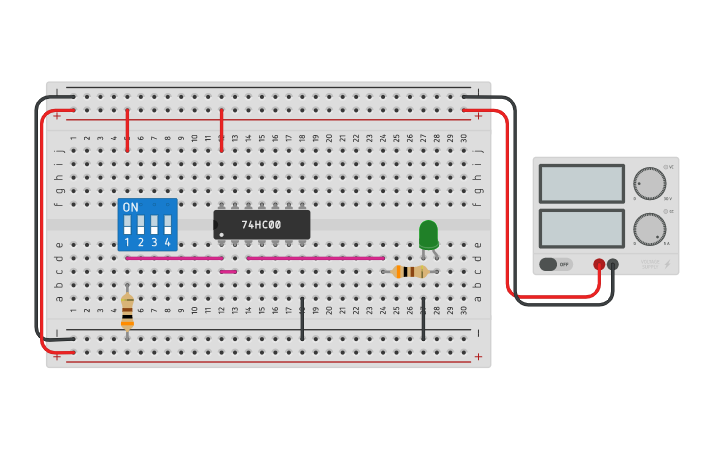 Circuit design NOT Gate Operation using NAND Gate - Tinkercad