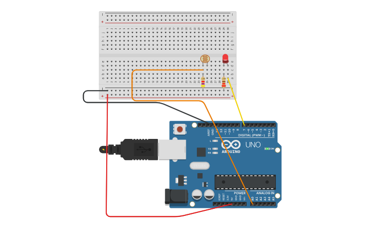 Circuit design LDR - Tinkercad