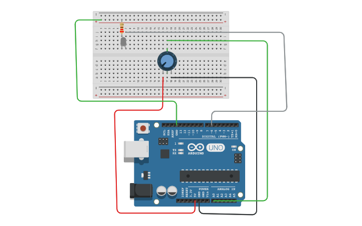 Circuit design Potenciometro - Tinkercad