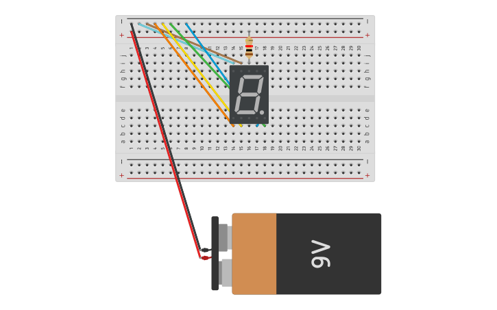 Circuit design 7 segment display - Tinkercad