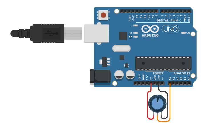 Circuit design Potentiometer (Blocks) - Tinkercad
