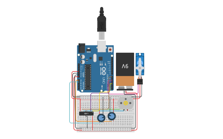 Circuit Design Servo Dc Pot Tinkercad