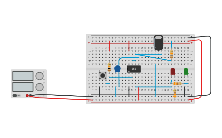 Circuit design semáforo 555 - Tinkercad