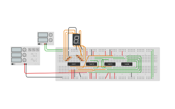 Circuit design Ripple Counter - Tinkercad
