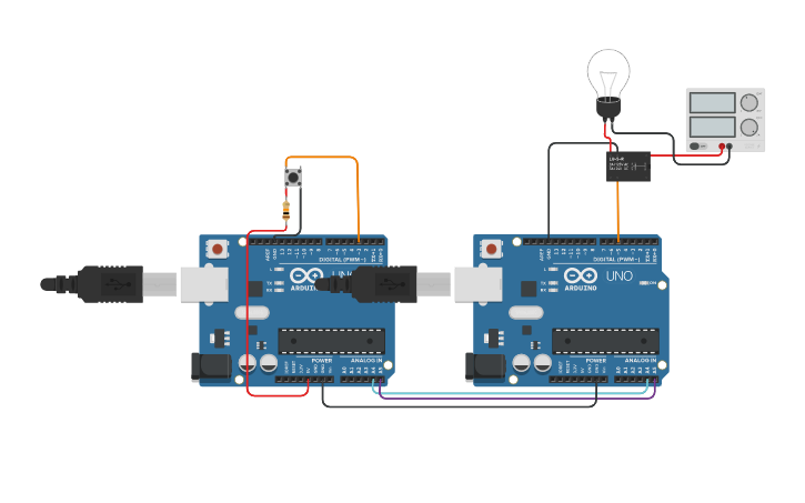 Circuit design Comunicação I2C entre Arduinos - Tinkercad
