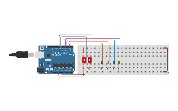 Circuit design CIRCUITO5 - ARDUINO(millis) - 22/07/20 - Tinkercad