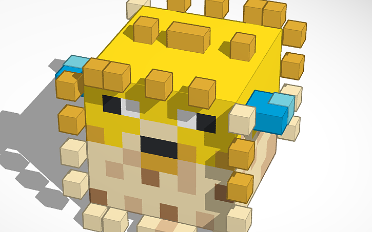 3D design pufferfish of minecraft - Tinkercad