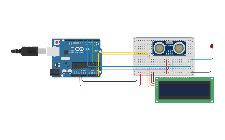 Circuit design Ultrasonic Distance Sensor - Tinkercad