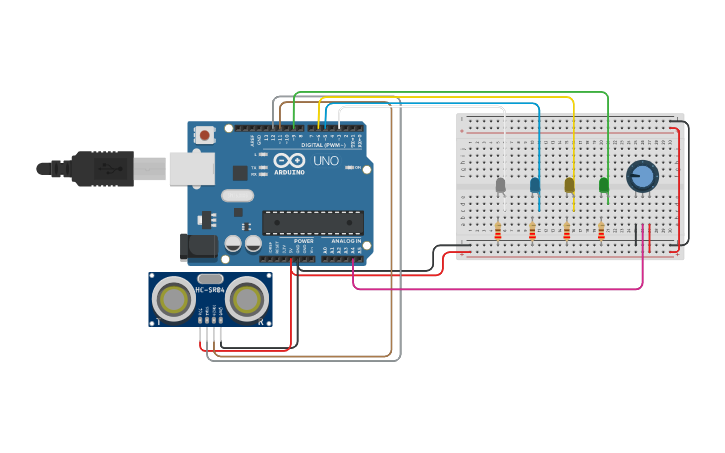 Circuit design Sensor-Ultrasonico - Tinkercad