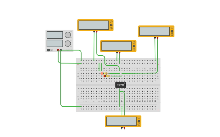 Circuit design 5.1 Arus Bias Input - Tinkercad