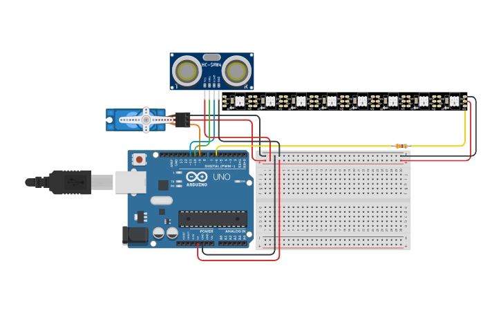 Circuit design sonar led readout | Tinkercad