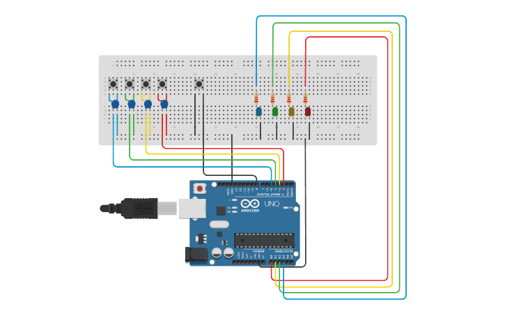 Circuit design Lampu cerdas cermat Kenza - Tinkercad Circuit design Lampu cerdas cermat Kenza - Tinkercad