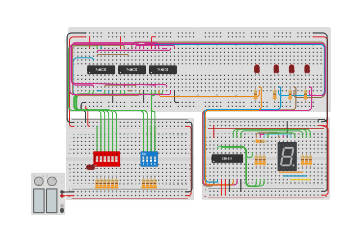 Circuit design decodificador e codificador BCD | Tinkercad Circuit design decodificador e codificador BCD | Tinkercad