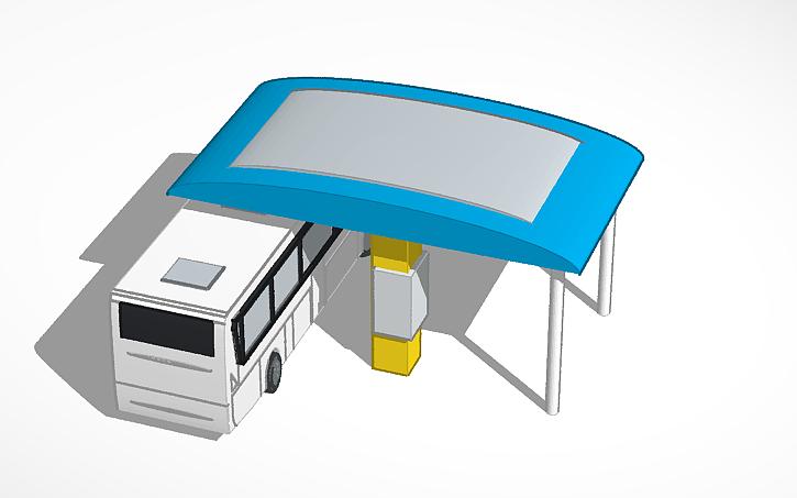 3D design Solar bus @ bus stop - Tinkercad