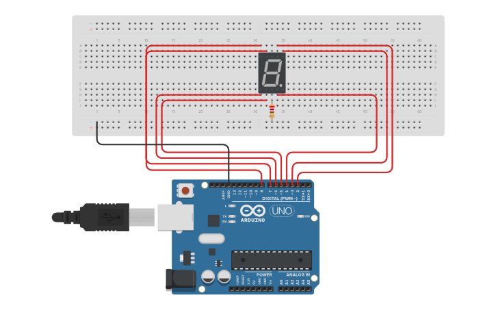 Circuit design 032. Modulo Display de 7 segmentos mostrando los numeros ...