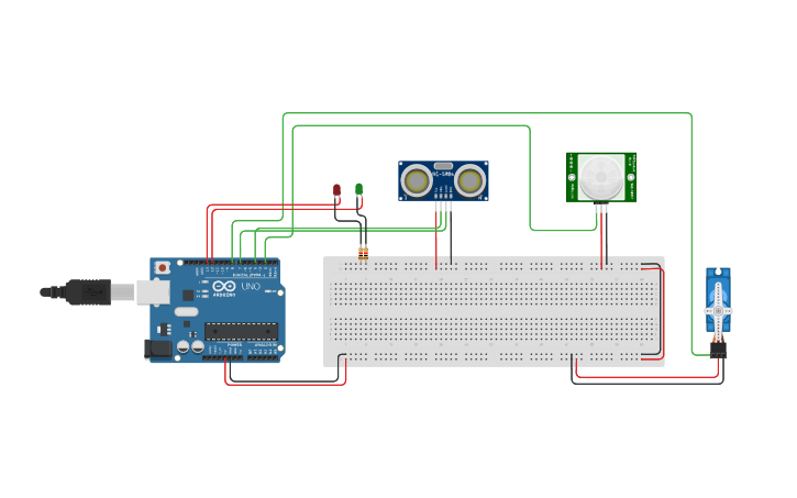 Circuit design Smart Waste Management System - Tinkercad