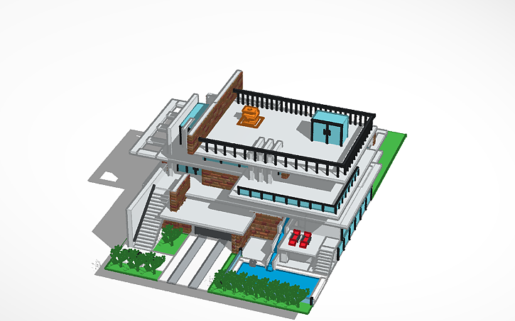 3D design modern million dollar mansion - Tinkercad