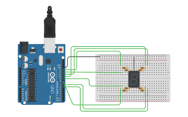 Circuit design 7 Segment real | Tinkercad