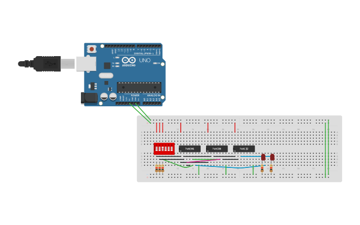 Circuit design Full Adder - Tinkercad