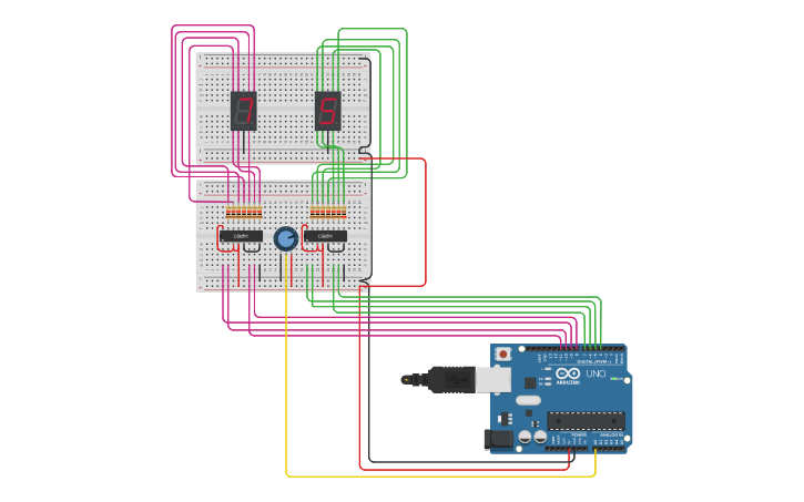Circuit design Seven Segment Display Control Using Potentiometer - Tinkercad