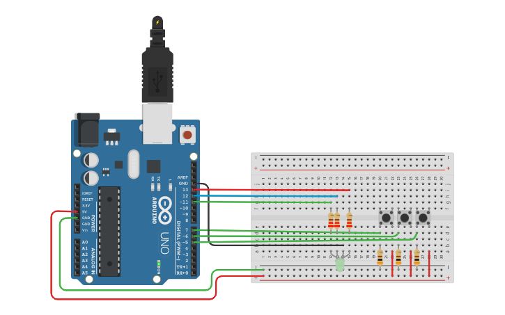 Circuit design RGB_Push_button - Tinkercad