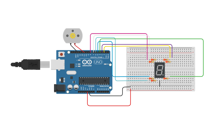 Circuit design DISPLAY 7 SEGMENTOS DEL 9-0. | Tinkercad