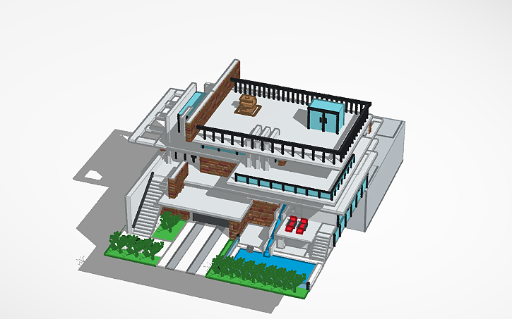 3D design modern million dollar mansion - Tinkercad