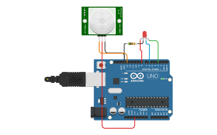Circuit design Arduino Sensor Gerak Azzahra | Tinkercad
